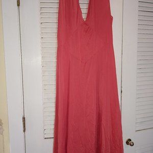 Intimates & Sleepwear | Vintage Red Night Dress Full Length Deep V Neck ...